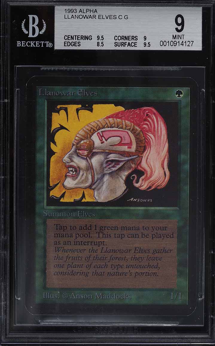 1993 Magic The Gathering MTG Alpha Llanowar Elves C G BGS 9 MINT on ...
