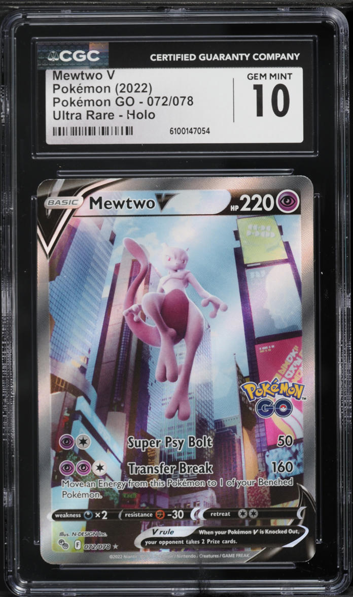 2022 Pokemon Sword & Shield GO Full Art Mewtwo V #72 CGC 10 GEM MINT on ...