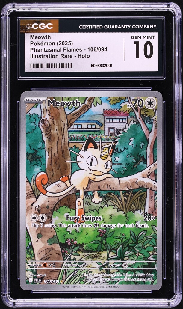 2025 Pokemon Mega Phantasmal Flames IR Meowth #106 CGC 10 GEM MINT on ...