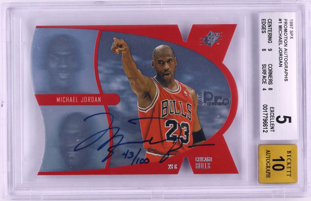 1997 SPx Promotion Michael Jordan AUTO /100 #1 BGS 5 EX on Fanatics Collect