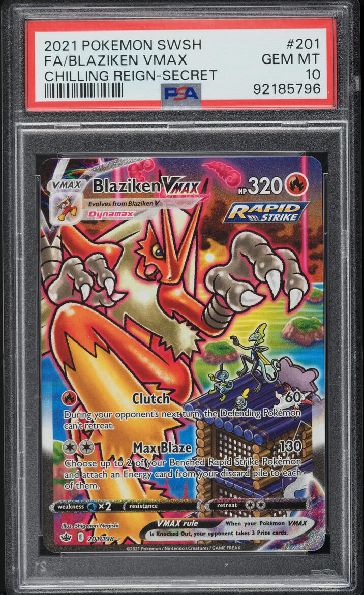 2021 Pokemon SWSH Chilling Reign Full Art Blaziken VMAX #201 PSA 10 GEM ...