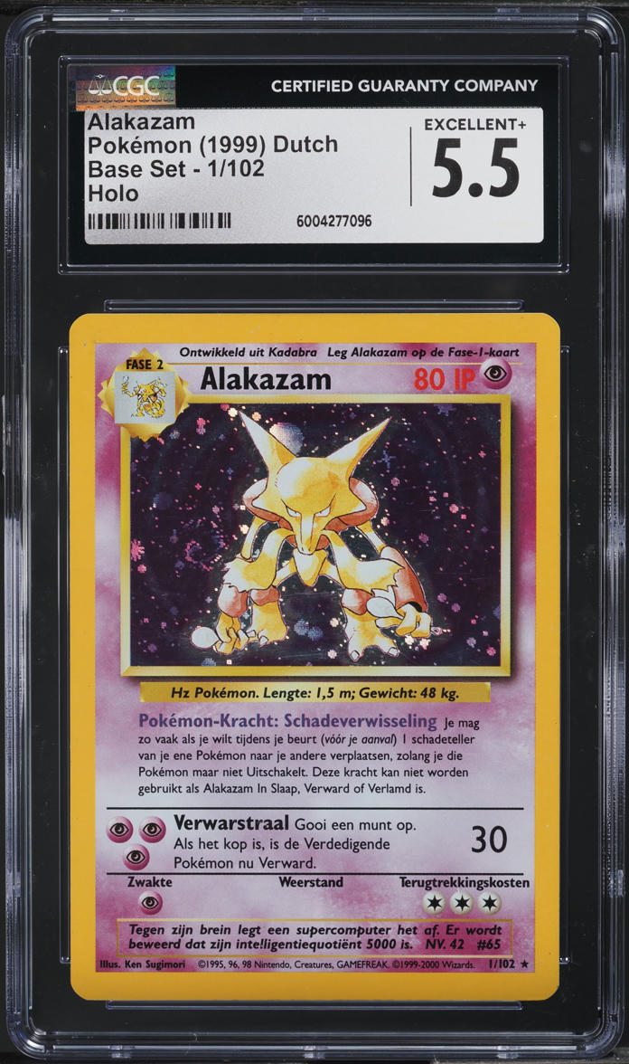 1999 Pokemon Dutch Base Set Holo Alakazam #1 CGC 5.5 EX+ on Fanatics ...