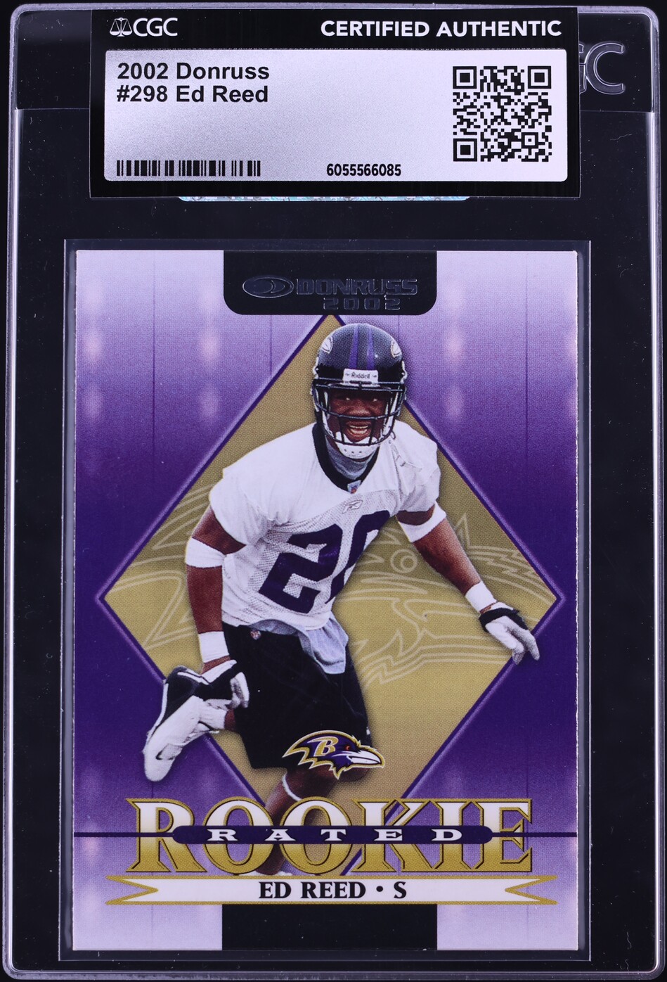2002 Donruss Football Ed Reed ROOKIE #298 CGC AUTH on Fanatics Collect