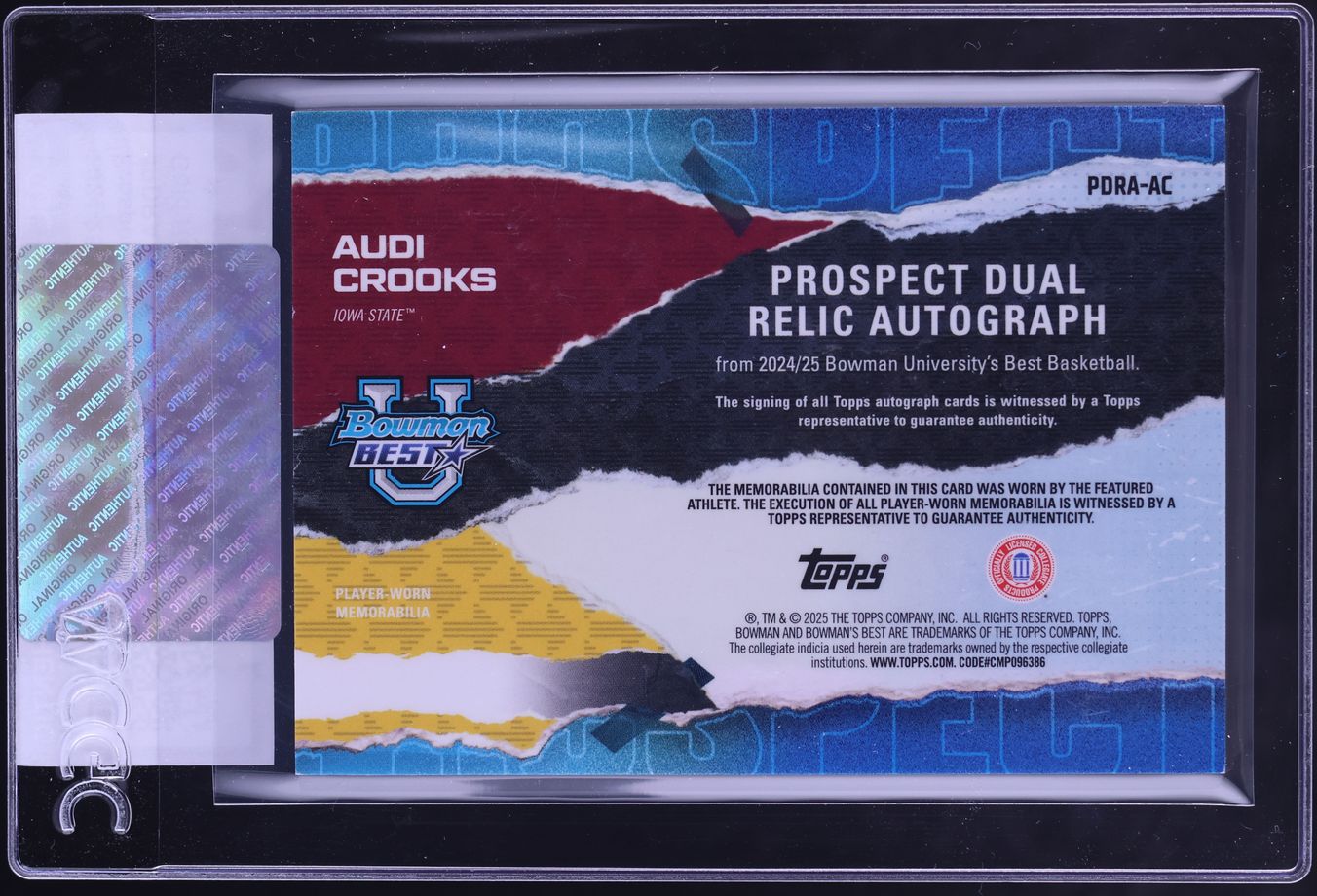 2024 Bowman University Best Dual Gold Refractor Audi Crooks ROOKIE ...