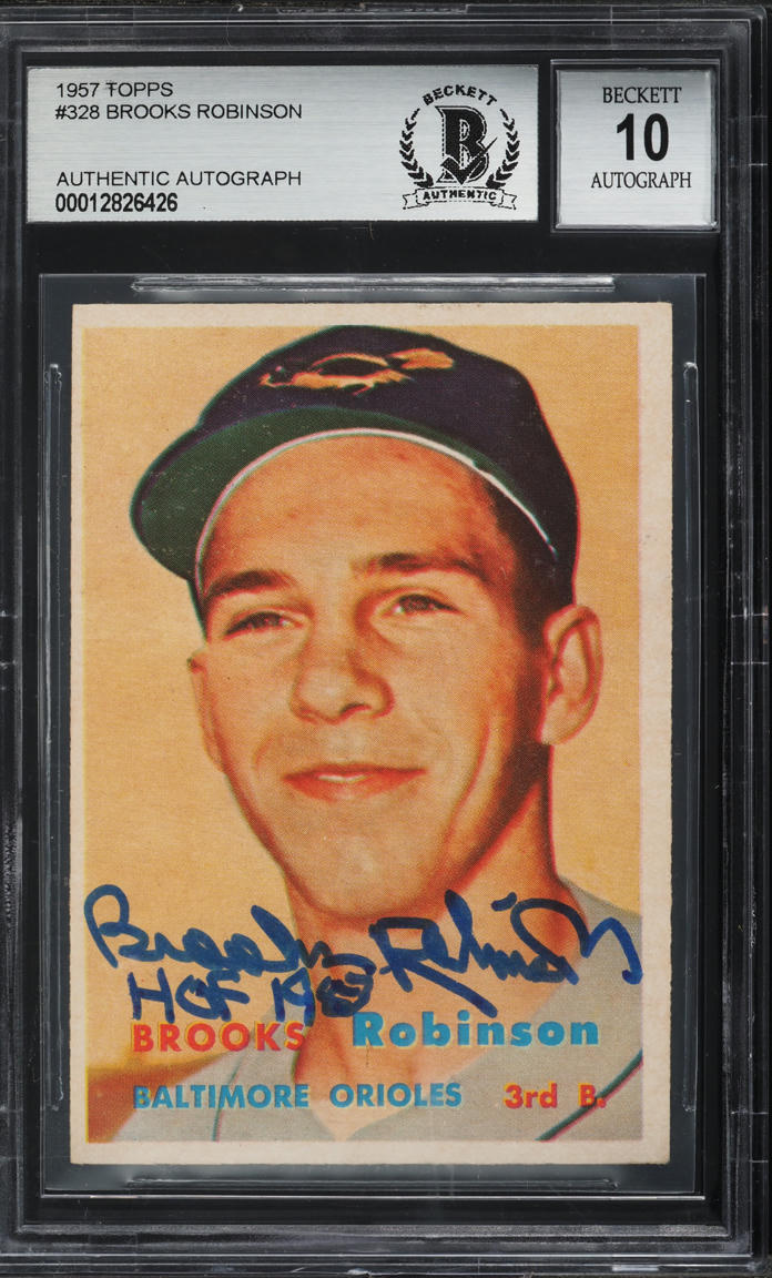 1957 Topps Brooks Robinson ROOKIE AUTO #328 BAS BGS AUTH on Fanatics ...