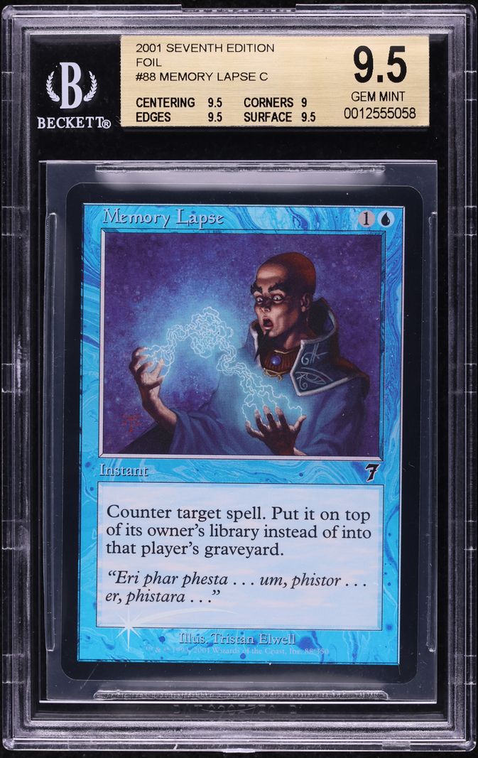 2001 Magic The Gathering MTG Seventh Edition Foil Memory Lapse BGS 9.5 ...