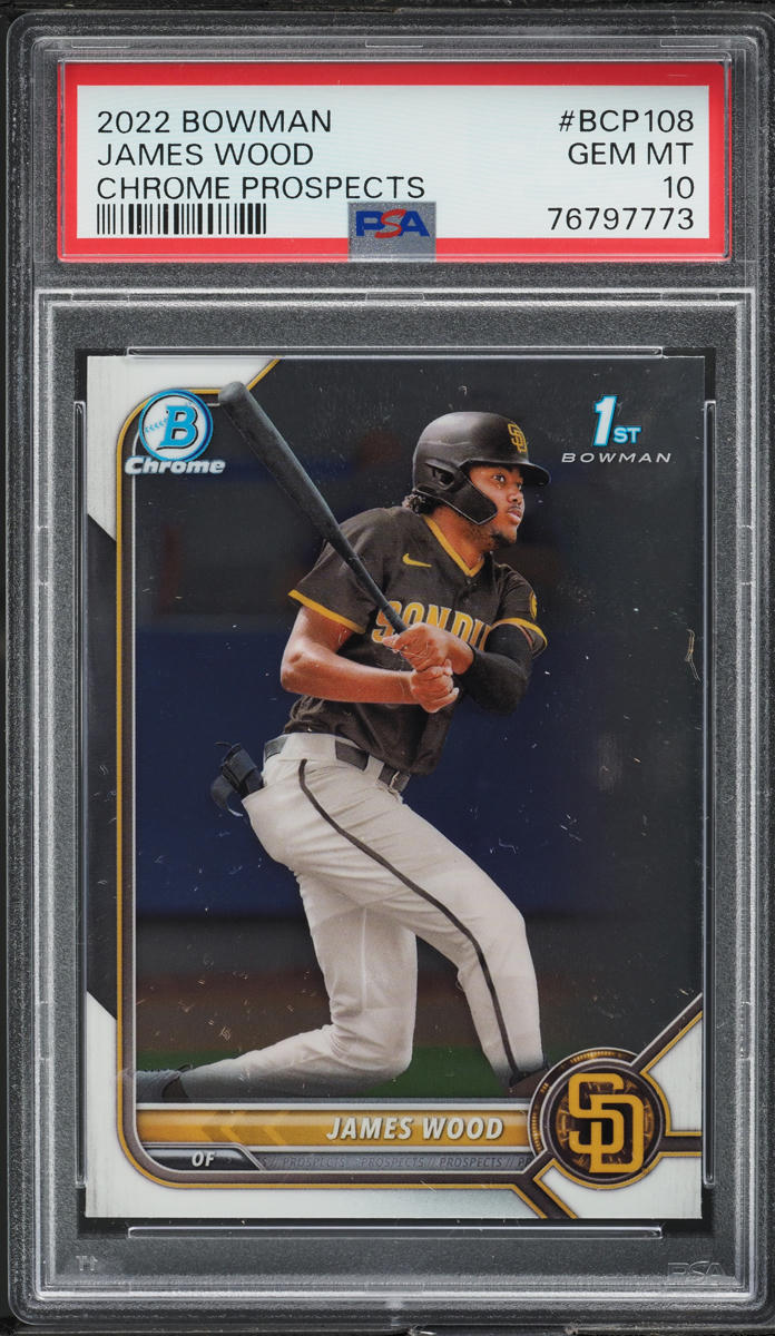 2022 Bowman Chrome Prospects James Wood PROSPECT #BCP-108 PSA 10 GEM ...