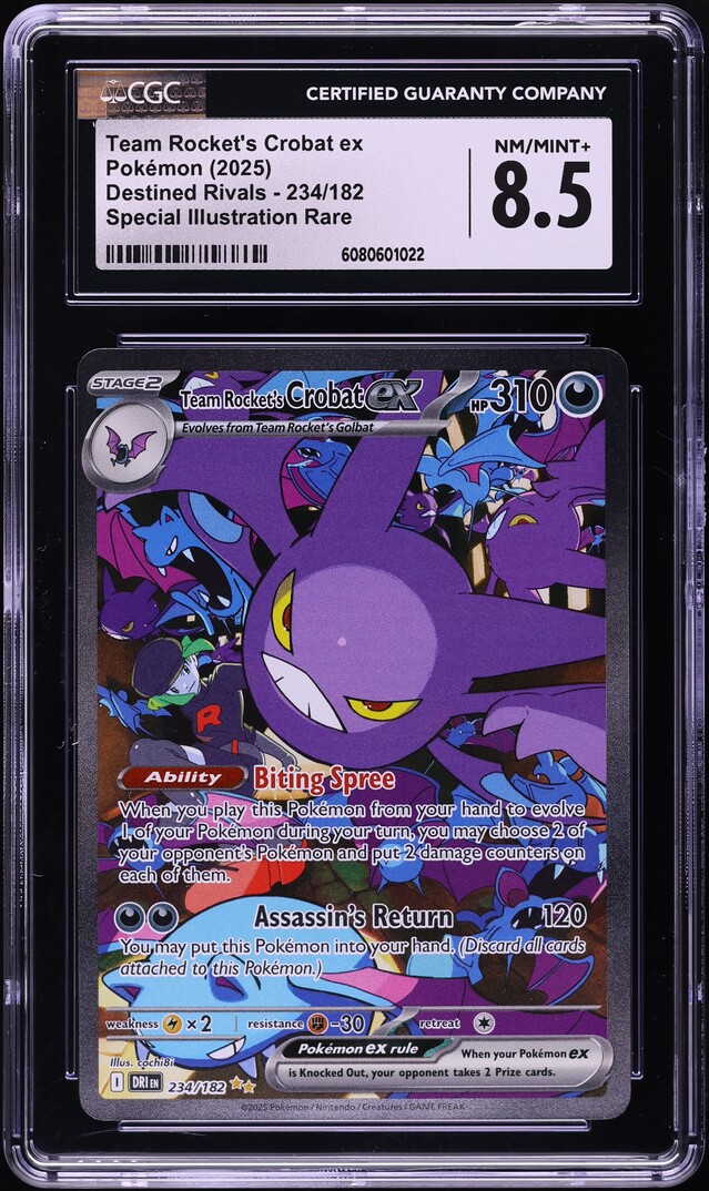 2025 Pokemon SV Destined Rivals SIR Team Rocket's Crobat ex #234 CGC 8.5 NM-MT+ on Fanatics Collect