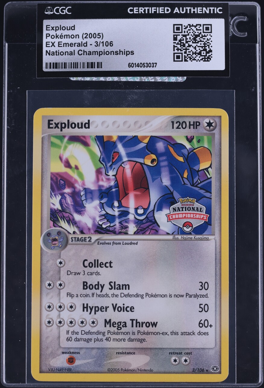2005 Pokemon EX Emerald National Championships Exploud #3 CGC AUTH on ...