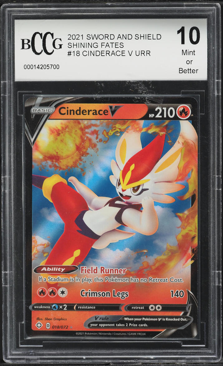 2021 Pokemon Sword & Shield Shining Fates Cinderace V #18 BCCG 10 on ...