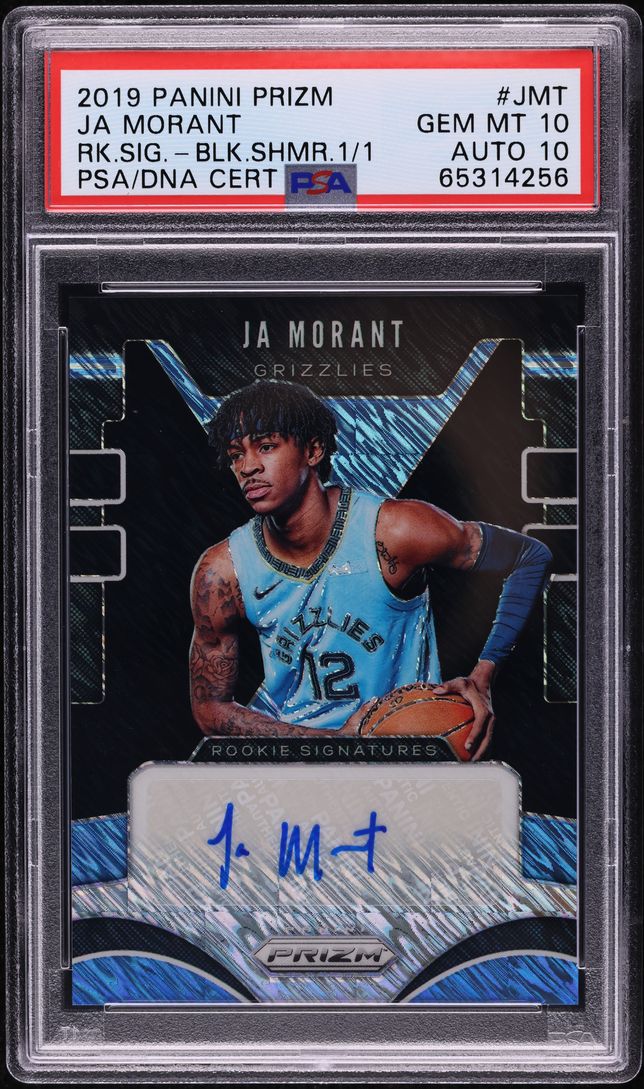 2019 Panini Prizm Black Shimmer Ja Morant ROOKIE AUTO DNA 10 1/1 # RS ...