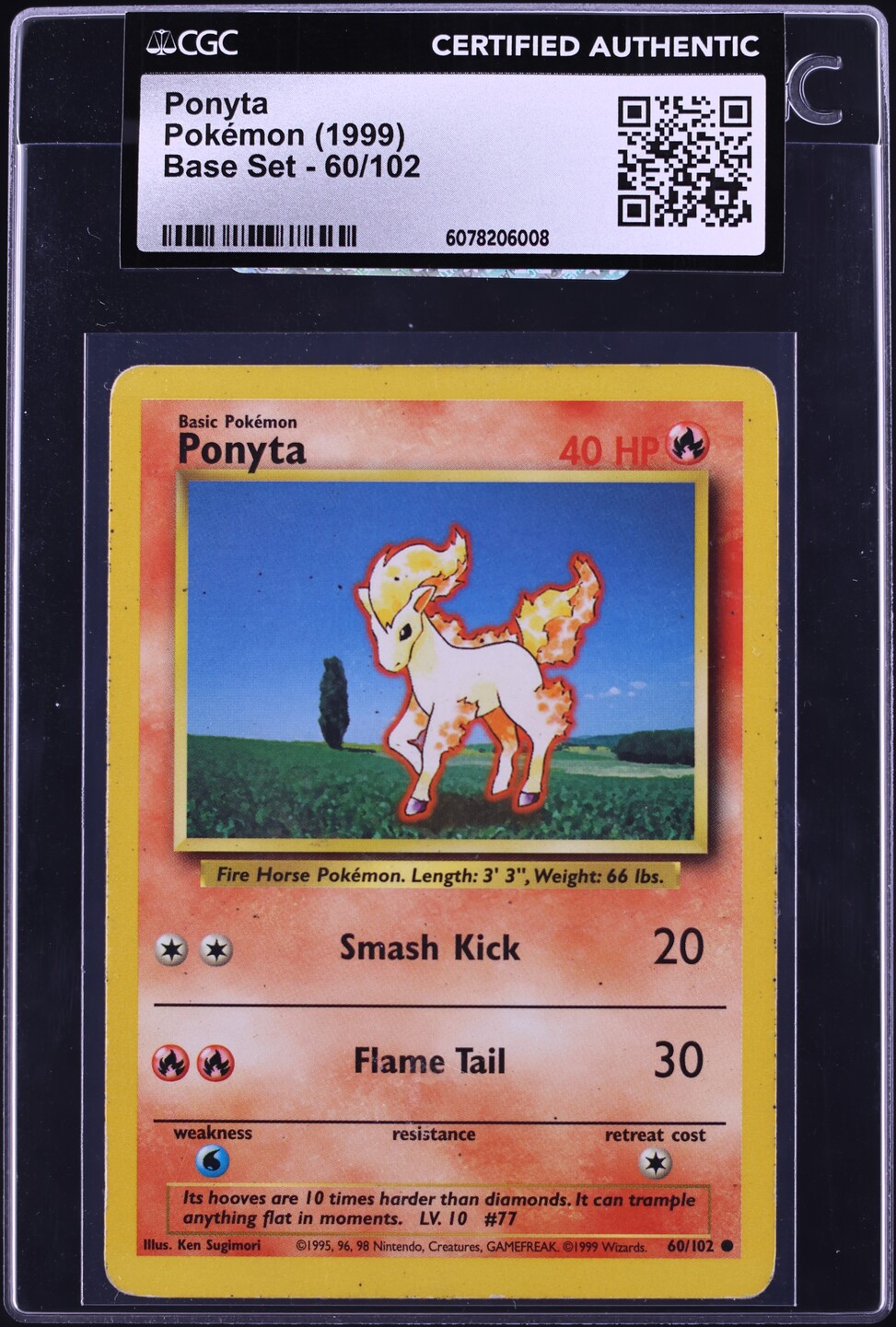 1999 Pokemon Base Set Ponyta #60 CGC AUTH on Fanatics Collect
