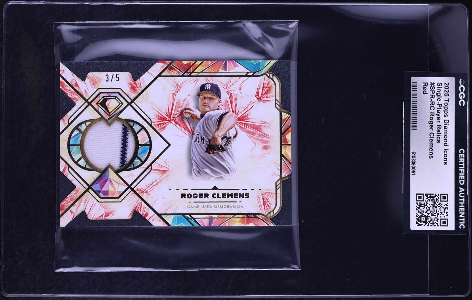 2025 Topps Diamond Icons Single-Player Red Roger Clemens PATCH /5 #SPR ...