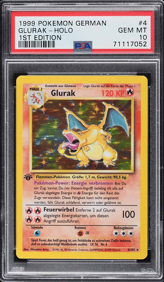 1999 Pokemon German 1st Edition Holo Charizard Glurak #4 PSA 10 GEM MINT on Fanatics Collect