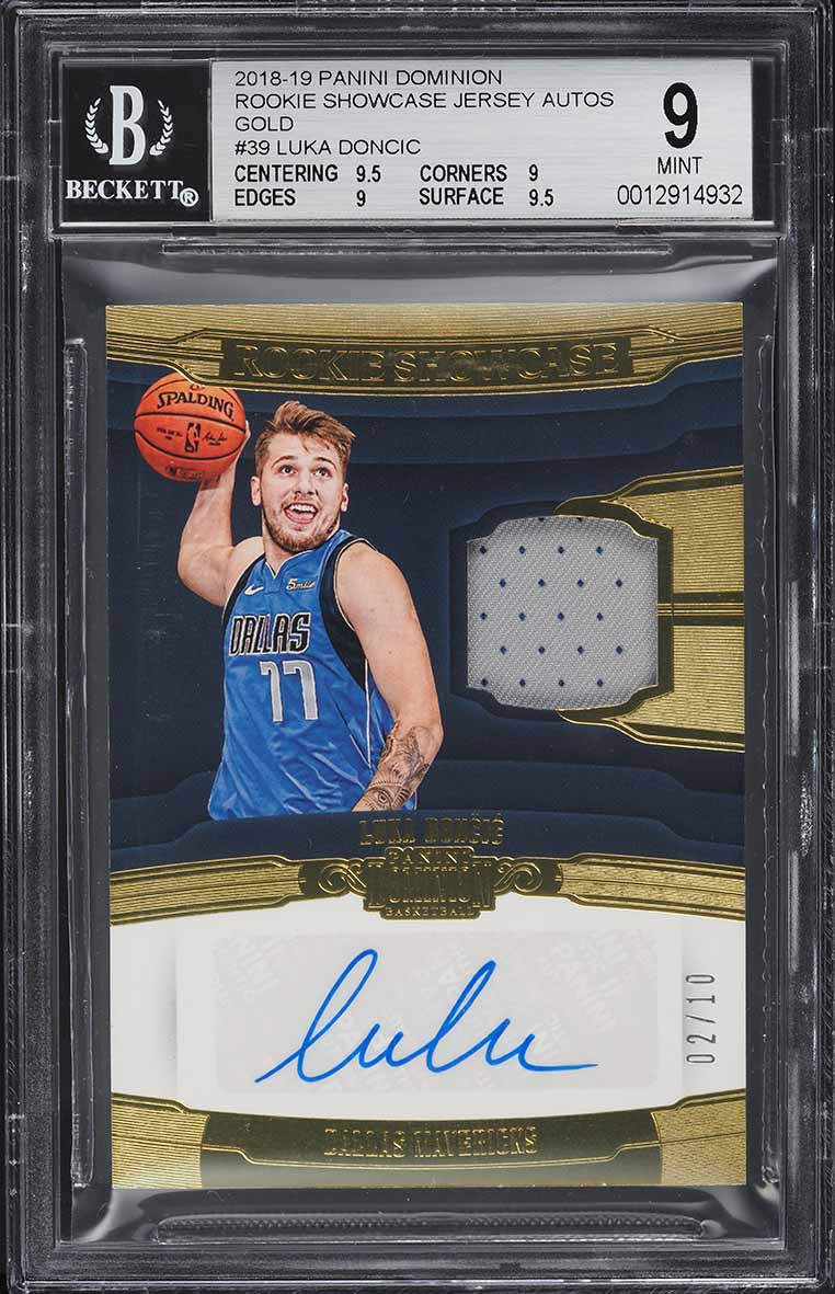 2018 Panini Dominion Showcase Gold Luka Doncic ROOKIE PATCH AUTO /10 ...