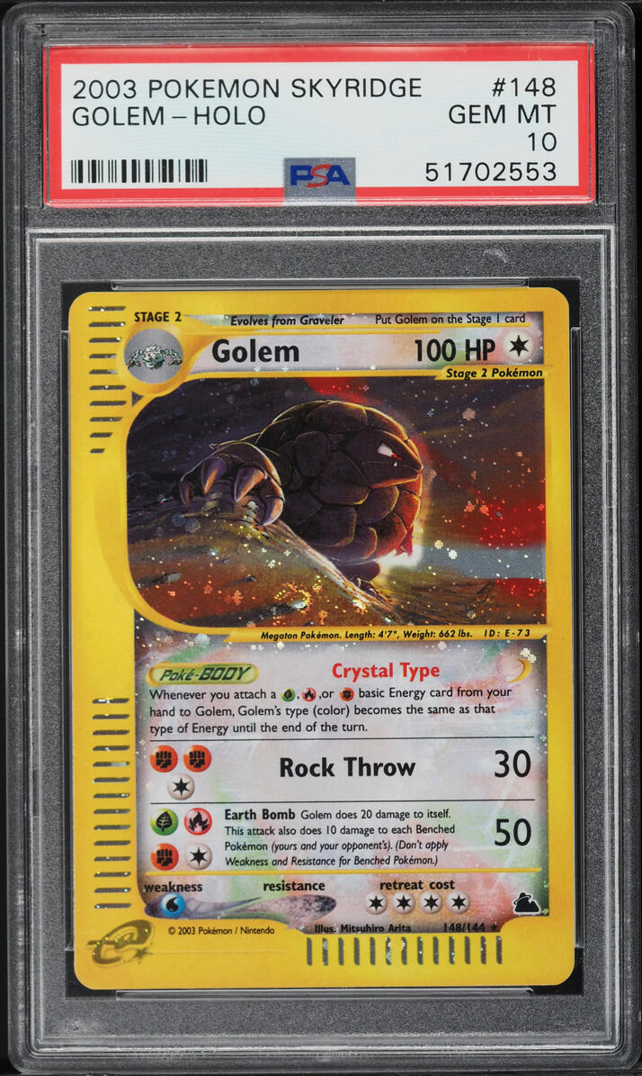 2003 Pokemon Skyridge Holo Crystal Golem #148 PSA 10 GEM MINT on ...