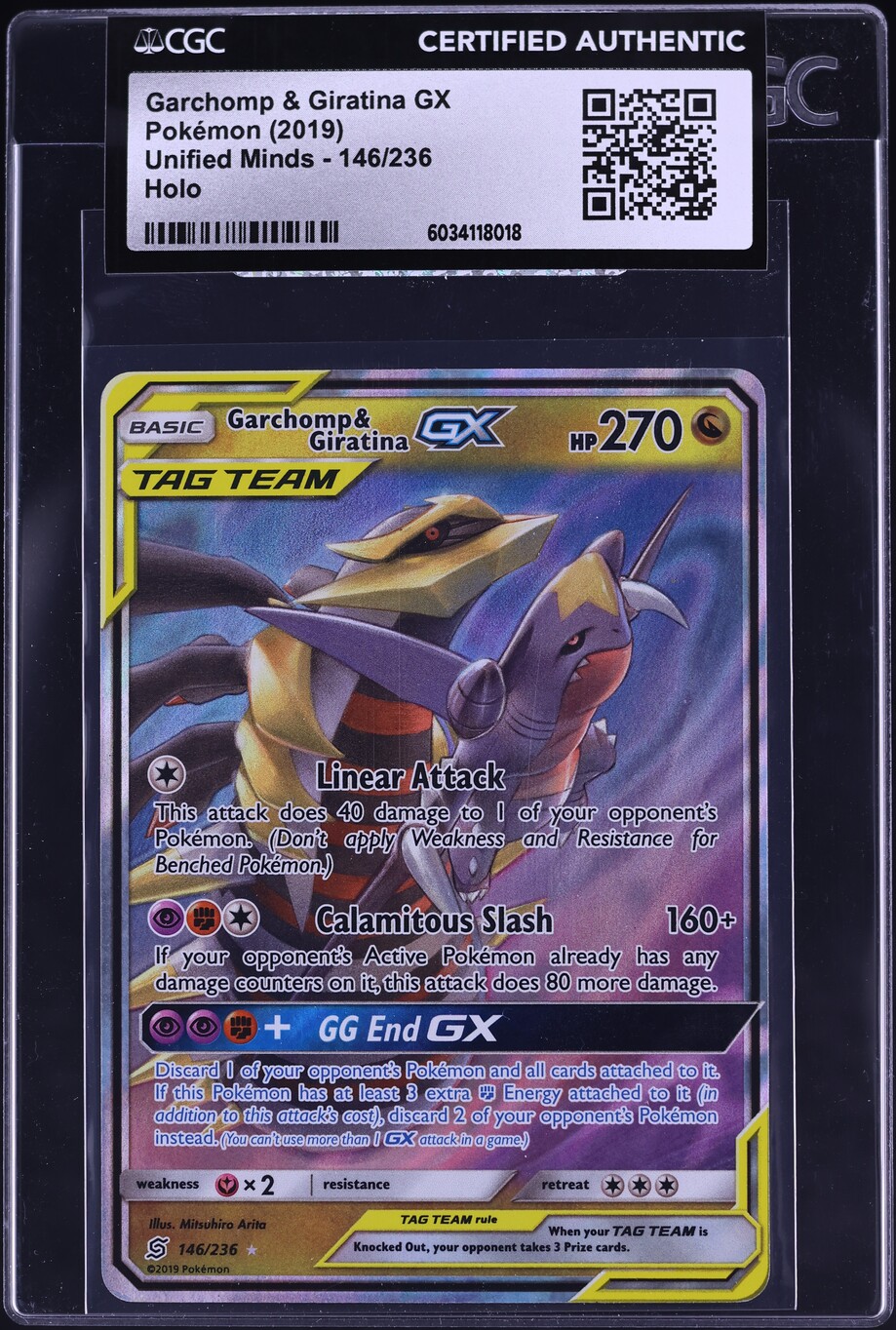 2019 Pokemon Sun & Moon Unified Minds Holo Garchomp & Giratina GX #146 ...