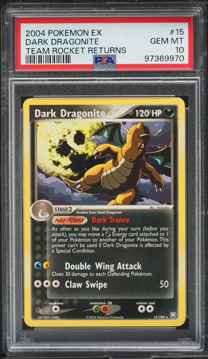 2004 Pokemon EX Team Rocket Returns Dark Dragonite #15 PSA 10 GEM MINT on Fanatics Collect