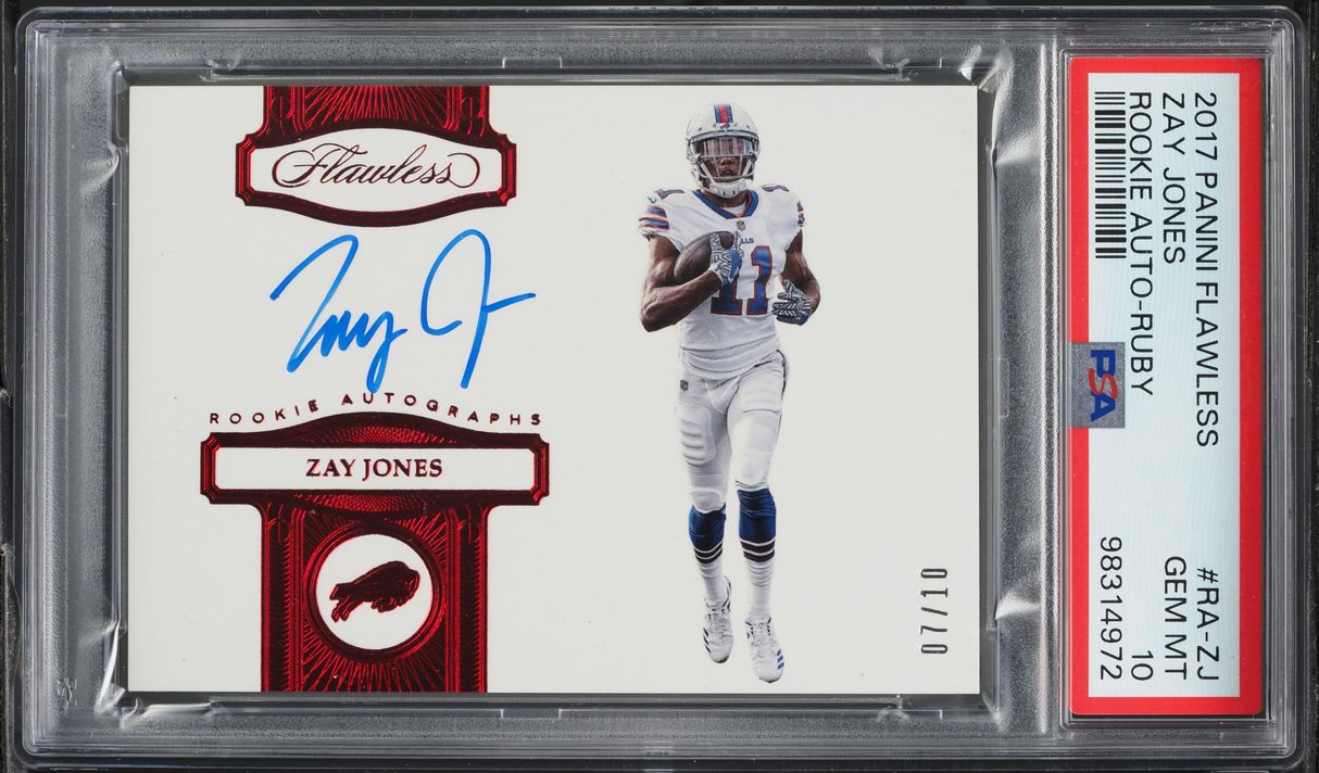 2017 Panini Flawless Ruby Zay Jones ROOKIE AUTO /10 #RA-ZJ PSA 10 GEM ...