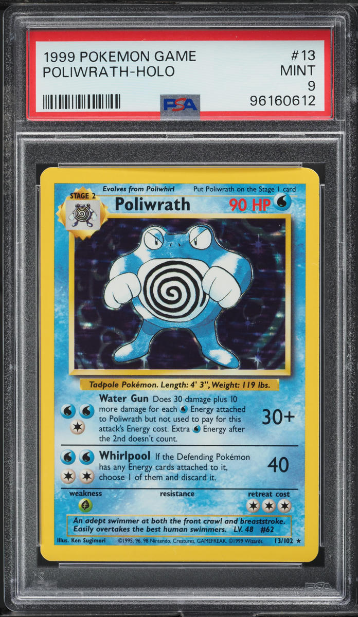 1999 Pokemon Base Set Holo Poliwrath #13 PSA 9 MINT on Fanatics Collect