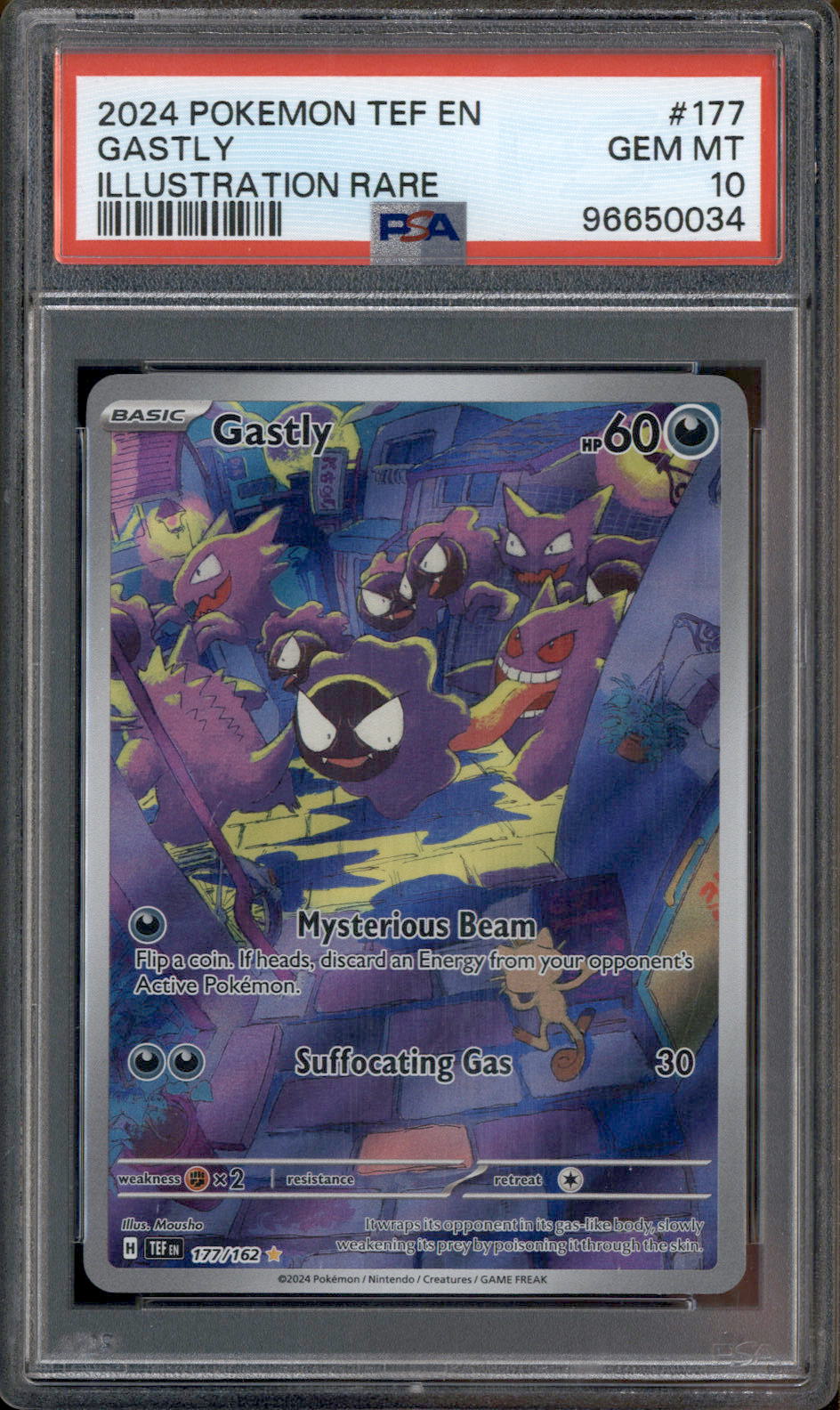 2024 Pokemon Tef EN Temporal Forces Illustration Rare #177 Gastly PSA 10 on Fanatics Collect
