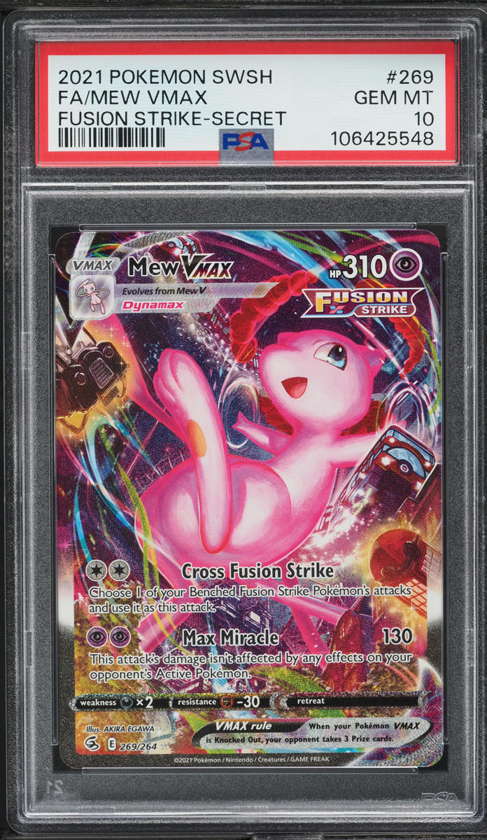 2021 Pokemon Sword & Shield Fustion Strike Full Art Mew VMAX #269 PSA 10 GEM on Fanatics Collect