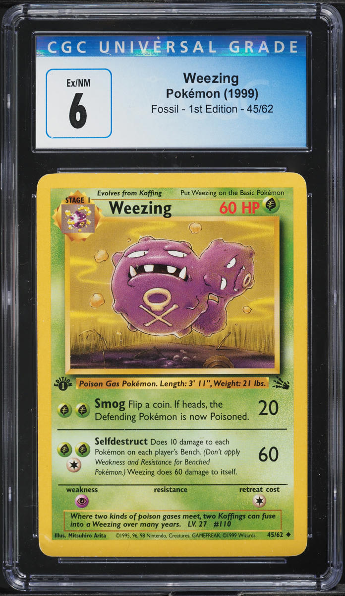 1999 Pokemon Fossil 1st Edition Weezing #45 CGC 6 EXMT on Fanatics Collect