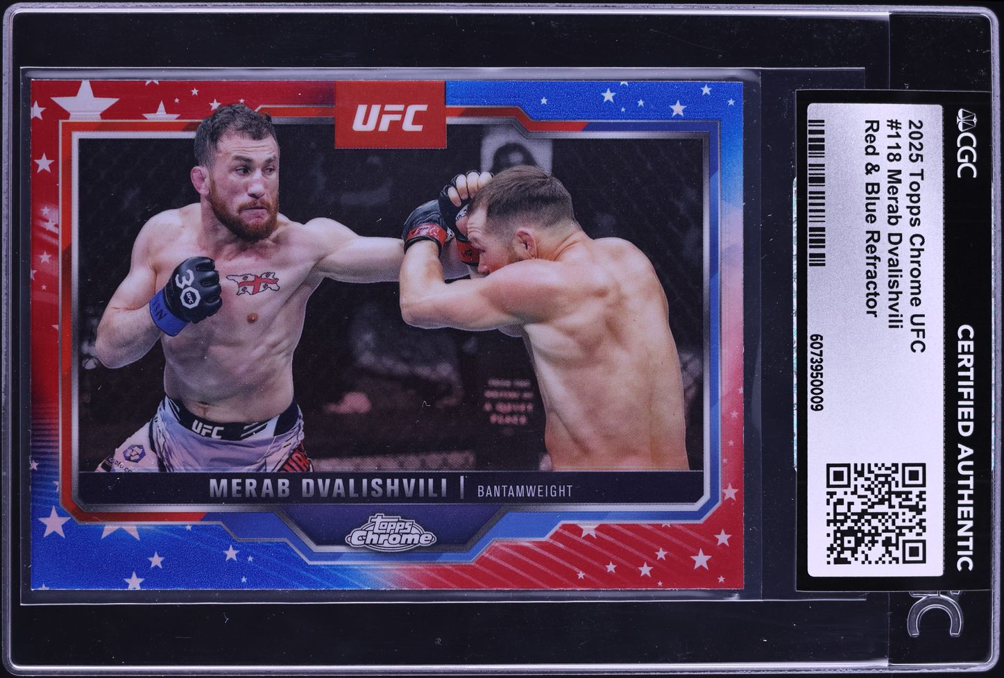 2025 Topps Chrome UFC Red & Blue Refractor Merab Dvalishvili #118 CGC ...