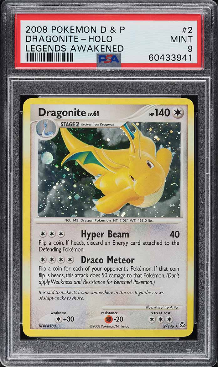 2008 Pokemon Diamond & Pearl Legends Awakened Holo Dragonite #2 PSA 9 MINT on Fanatics Collect
