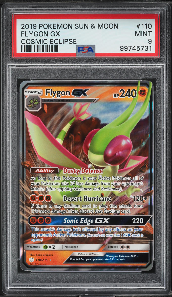 2019 Pokemon Sun & Moon Cosmic Eclipse Flygon GX #110 PSA 9 MINT on ...