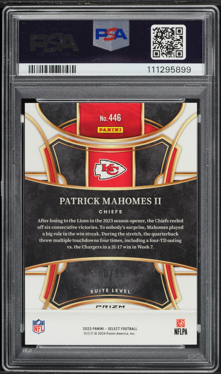 2023 Select Suite Level Blue Prizm Patrick Mahomes II /99 #446 PSA 10 ...