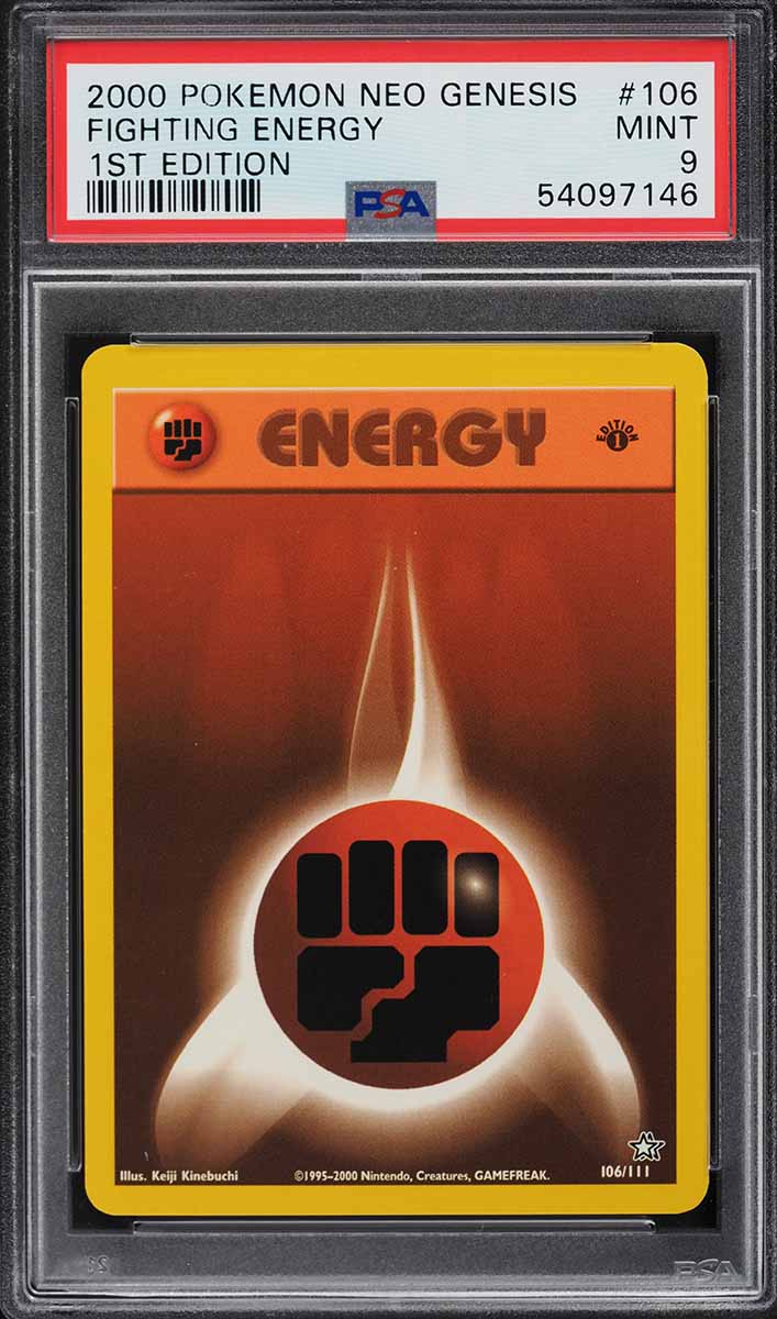 2000 Pokemon Neo Genesis 1st Edition Fighting Energy #106 PSA 9 MINT on ...