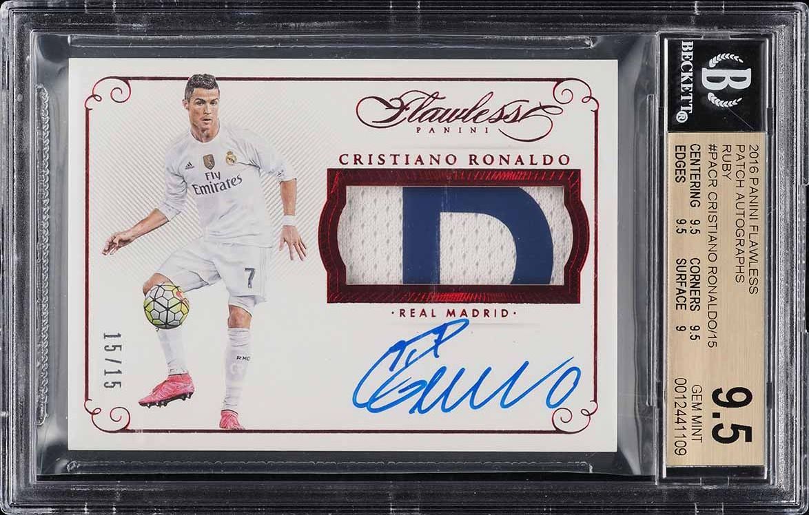 2016 Panini Flawless Ruby Cristiano Ronaldo PATCH AUTO /15 #PA-CR7 BGS ...