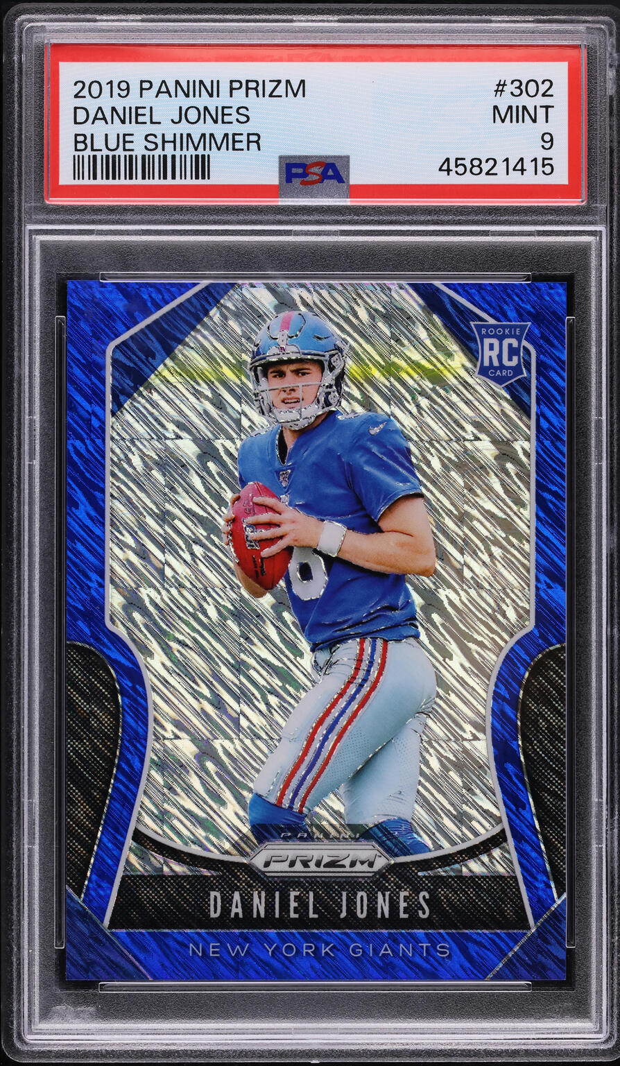 2019 Panini Prizm Blue Shimmer Daniel Jones ROOKIE /10 #302 PSA 9 MINT ...