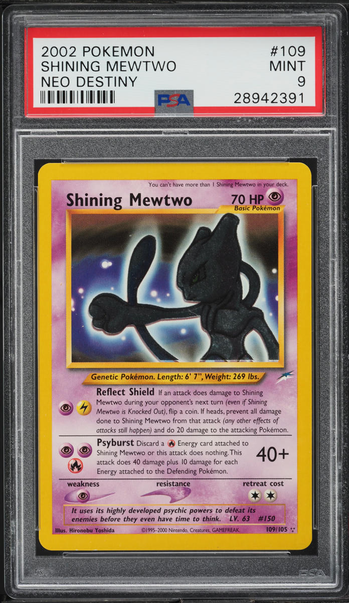 2002 Pokemon Neo Destiny Shining Mewtwo #109 PSA 9 MINT on Fanatics Collect