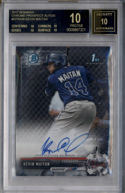 2017 Bowman Chrome Rookie Autograph Kevin Maitan RC Auto BGS 10 Black Label on Fanatics Collect