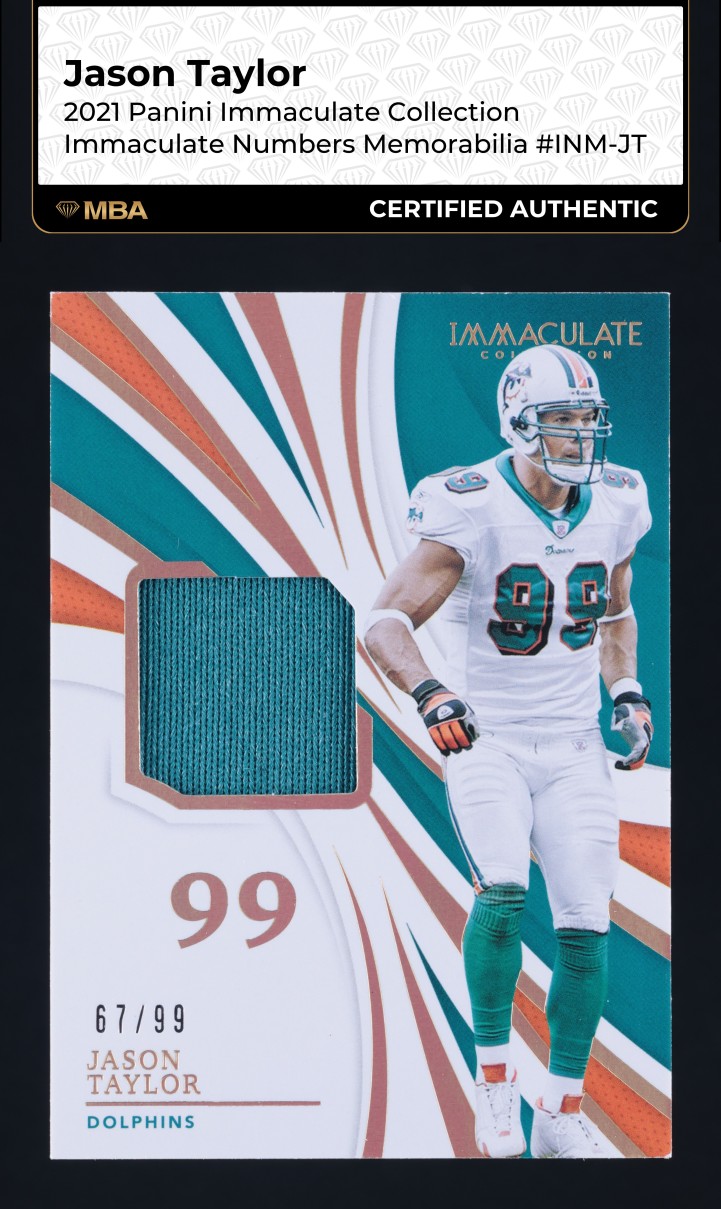 2021 Immaculate Collection Numbers Jason Taylor PATCH /99 #INM-JT MBA ...