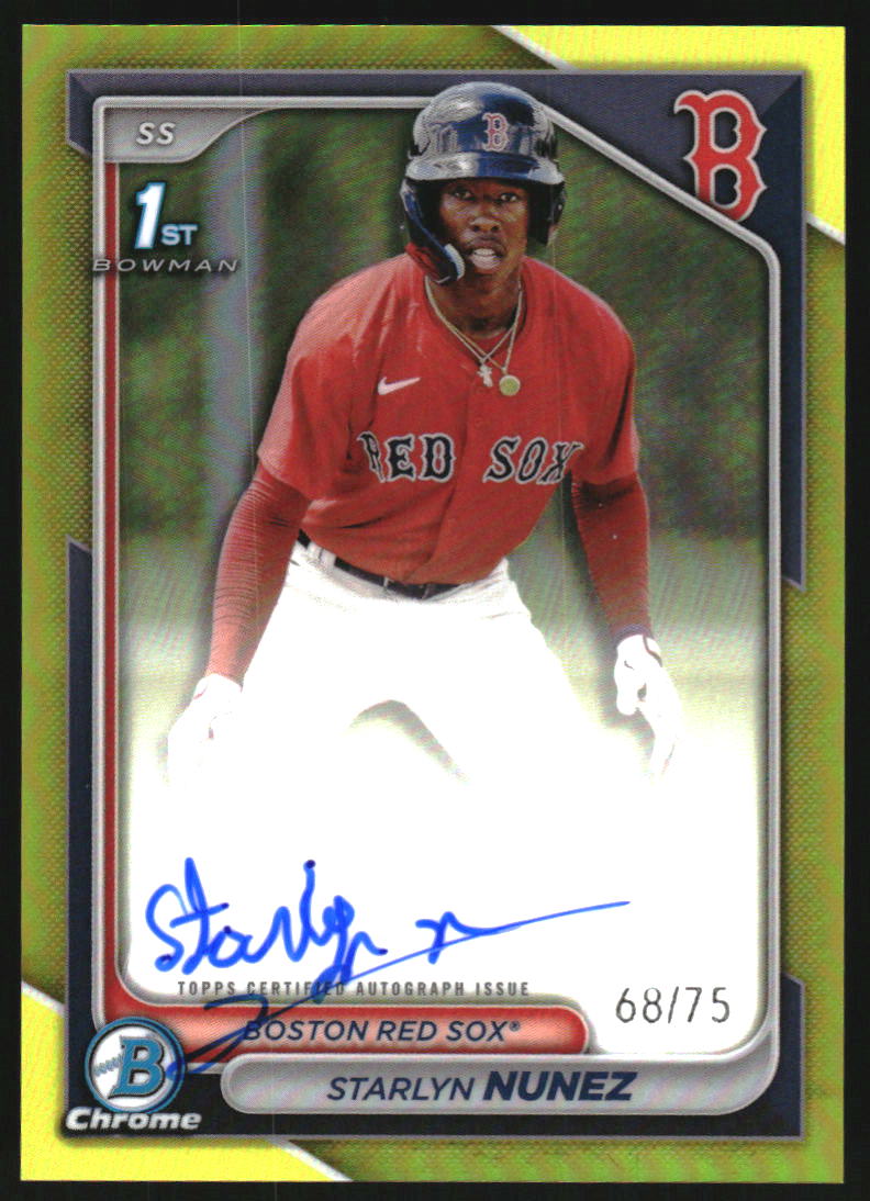 2024 Bowman Chrome Prospect Autographs Yellow Starlyn Nunez RC Auto /75 ...