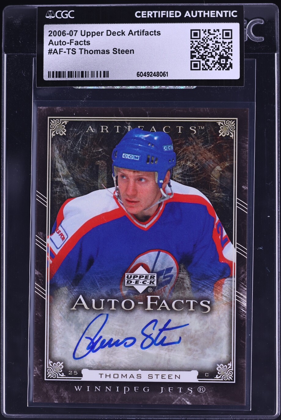 2006 Upper Deck Artifacts Auto-Facts Thomas Steen AUTO #AF-TS CGC AUTH ...