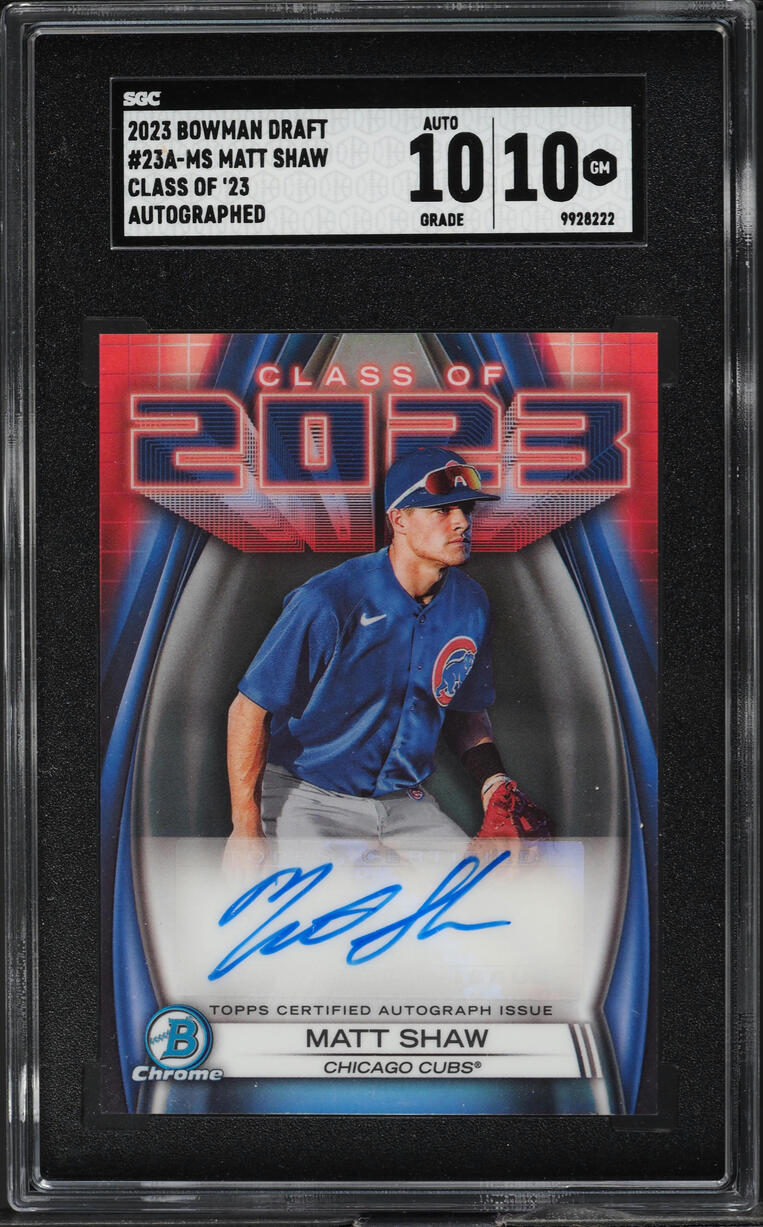 2023 Bowman Chrome Draft Class Of '23 Matt Shaw RC AUTO #23A-MS SGC 10 ...
