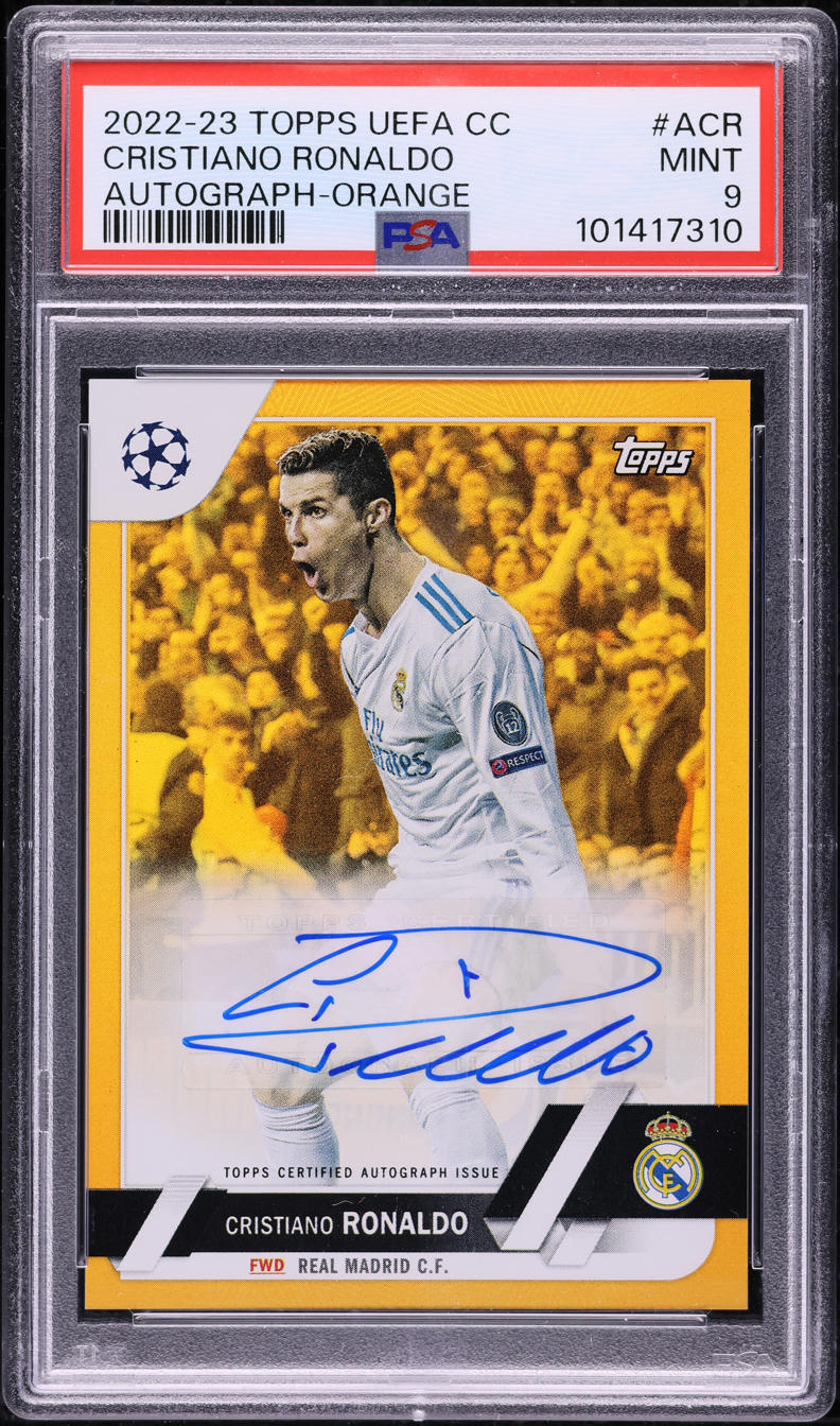 2022 Topps UEFA Club Competitions Orange Cristiano Ronaldo AUTO /75 #ACR PSA 9 on Fanatics Collect