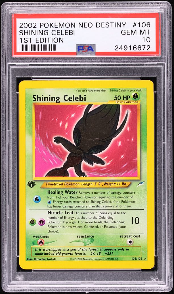 2002 Pokemon Neo Destiny 1st Edition Shining Celebi #106 PSA 10 GEM ...