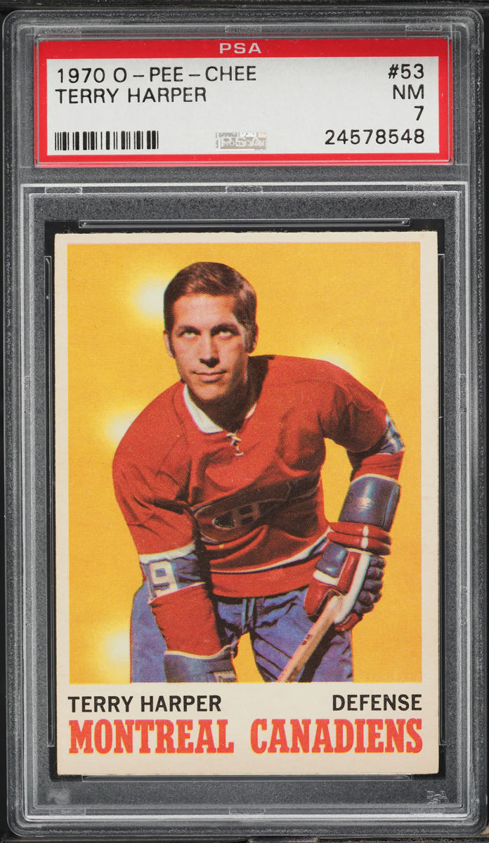 1970 O-Pee-Chee Hockey Terry Harper #53 PSA 7 NRMT on Fanatics Collect