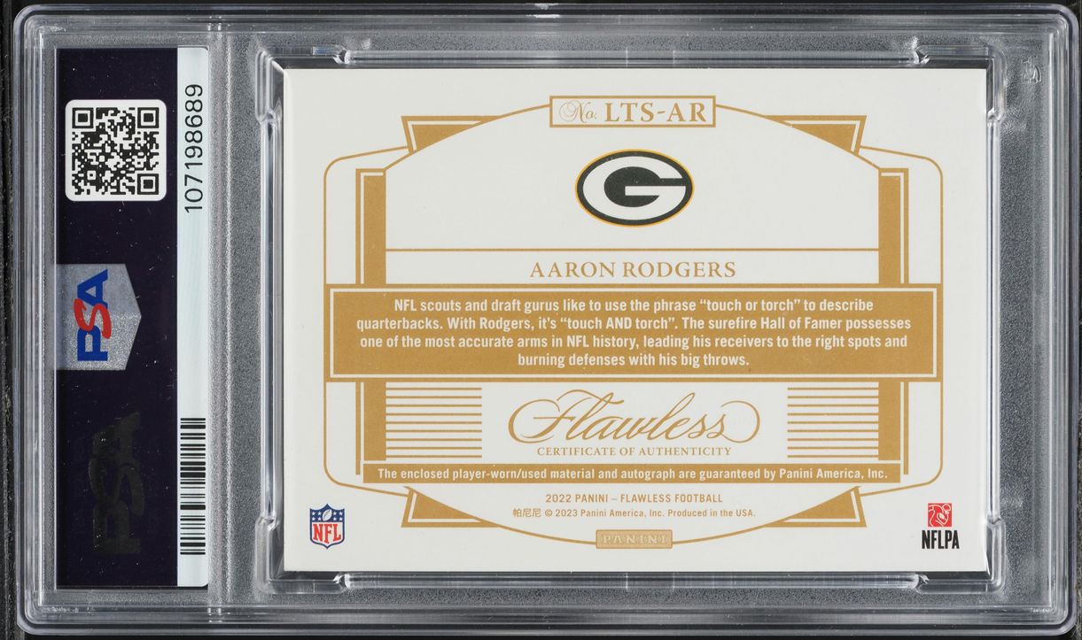 2022 Panini Flawless Aaron Rodgers SHIELD PATCH AUTO DNA 10 1/1 #LTS-AR ...