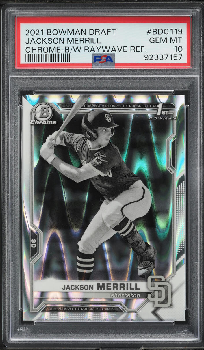 2021 Bowman Chrome BW Raywave Refractor Jackson Merrill ROOKIE PSA 10 ...