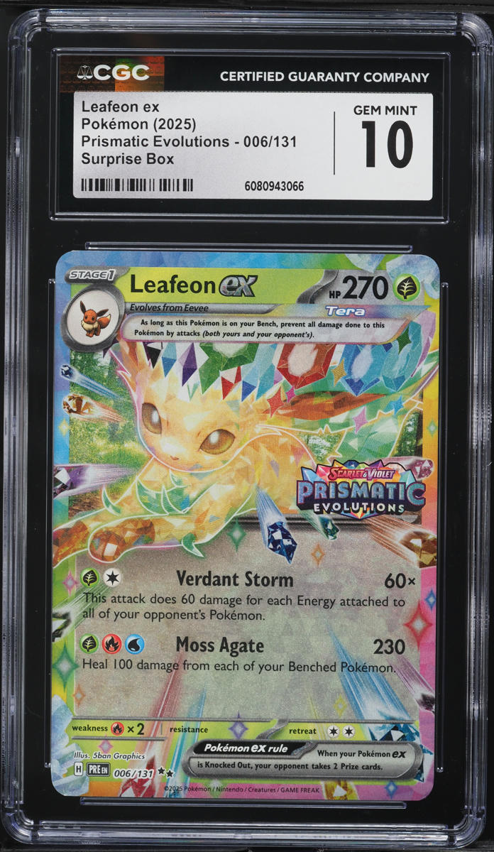 2025 Pokemon SV Prismatic Evolutions Surprise Box Leafeon ex #6 CGC 10 ...