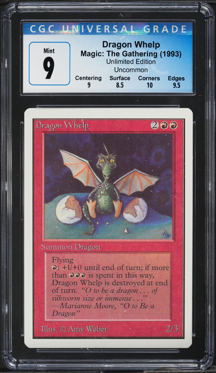1993 Magic The Gathering MTG Unlimited Edition Dragon Whelp CGC 9 MINT ...