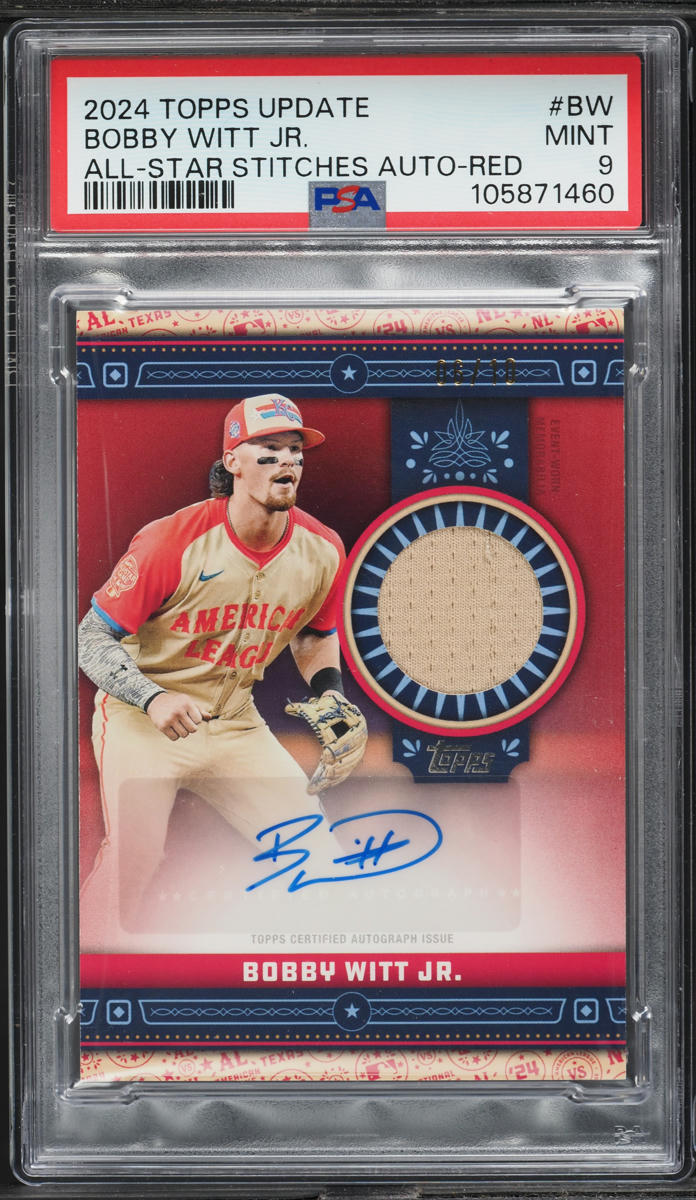 2024 Topps Update All-Star Stitches Red Bobby Witt Jr. PATCH AUTO /10 #BW PSA 9 on Fanatics Collect