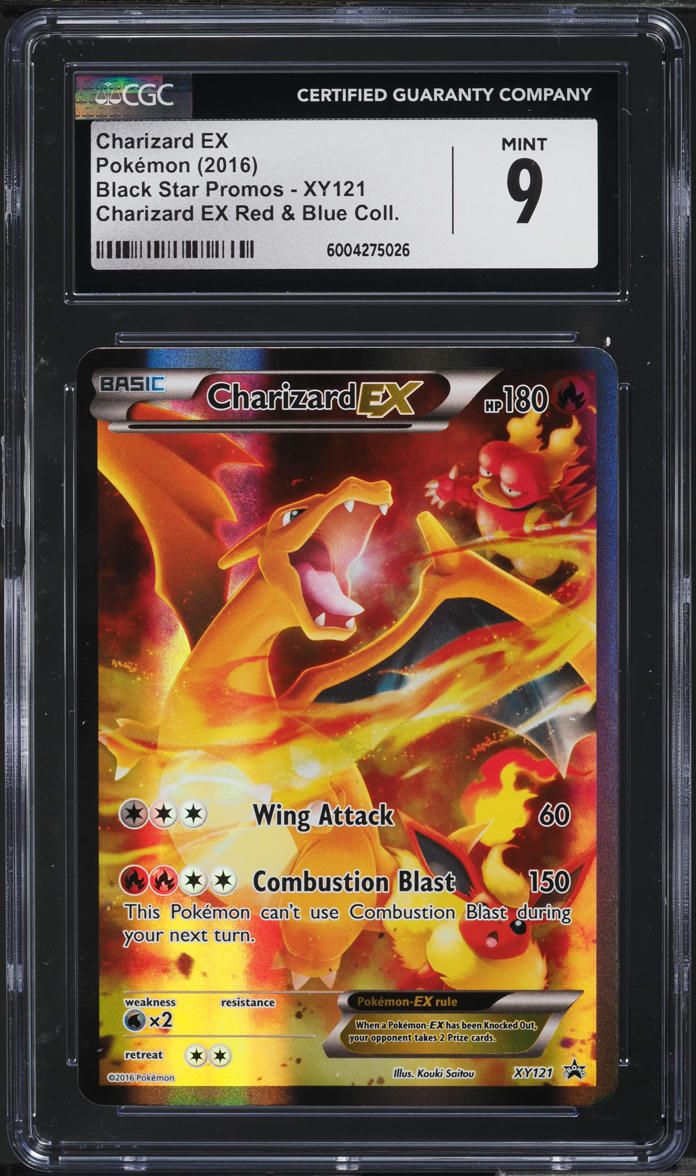 2016 Pokemon XY Black Star Promo Red & Blue Charizard EX #121 CGC 9 ...