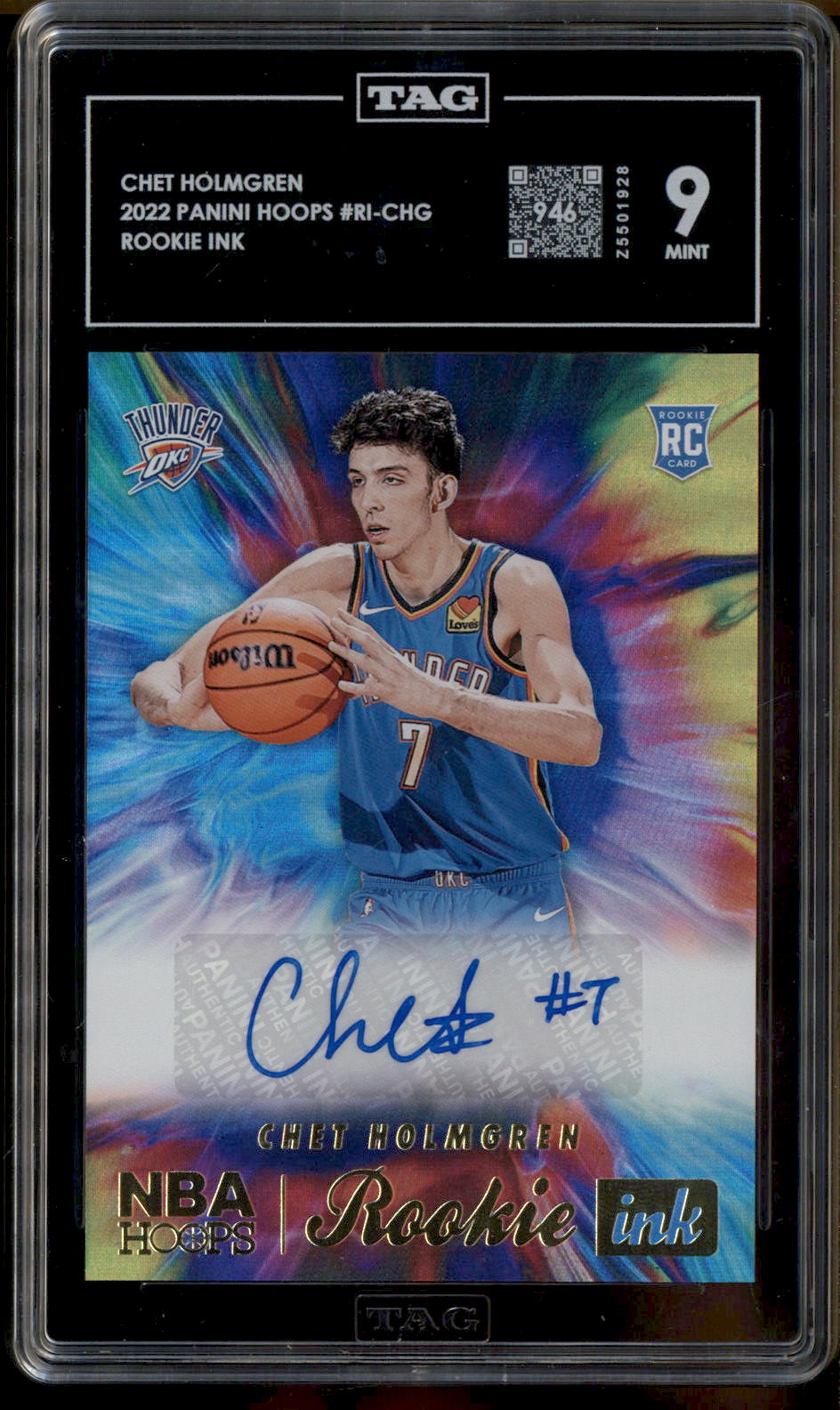 2022 Panini Hoops Rookie Ink Chet Holmgren RC Auto TAG 9 on Fanatics ...